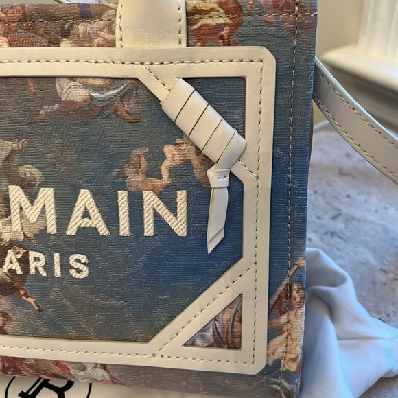 Balmain | Bags | Balmain B Army Small Tote Bag Sky Angel Print Cotton ...